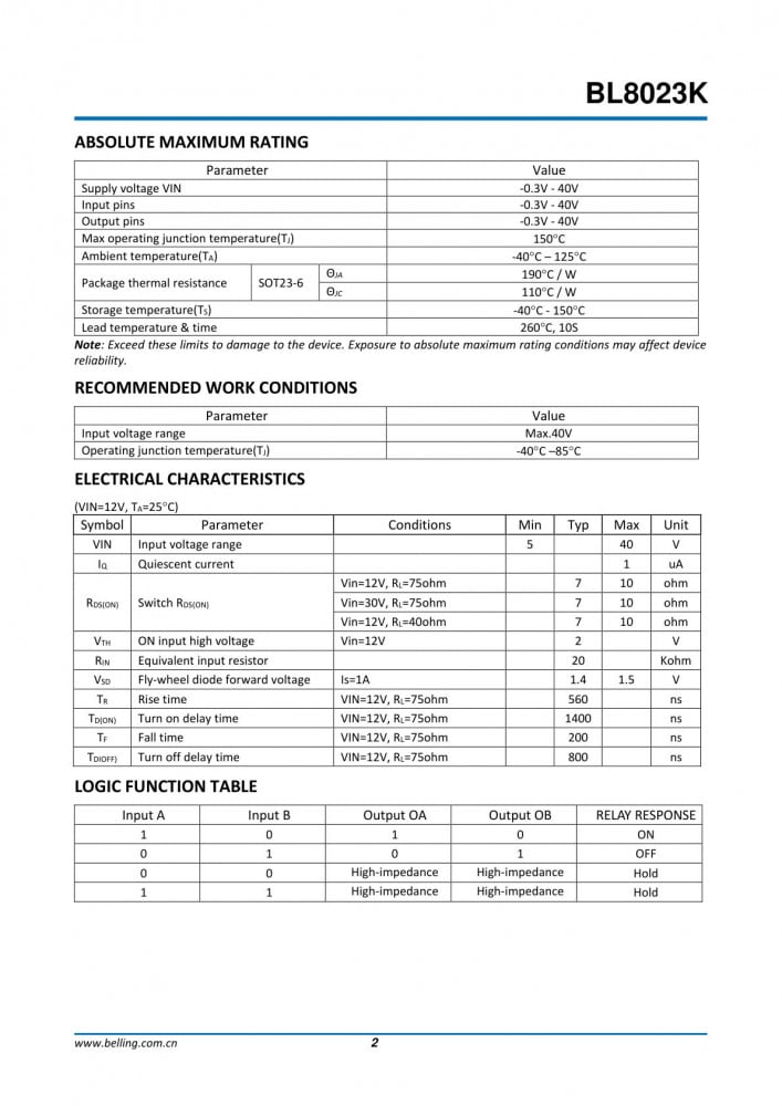 BL8023KCB6TR datasheet page 2