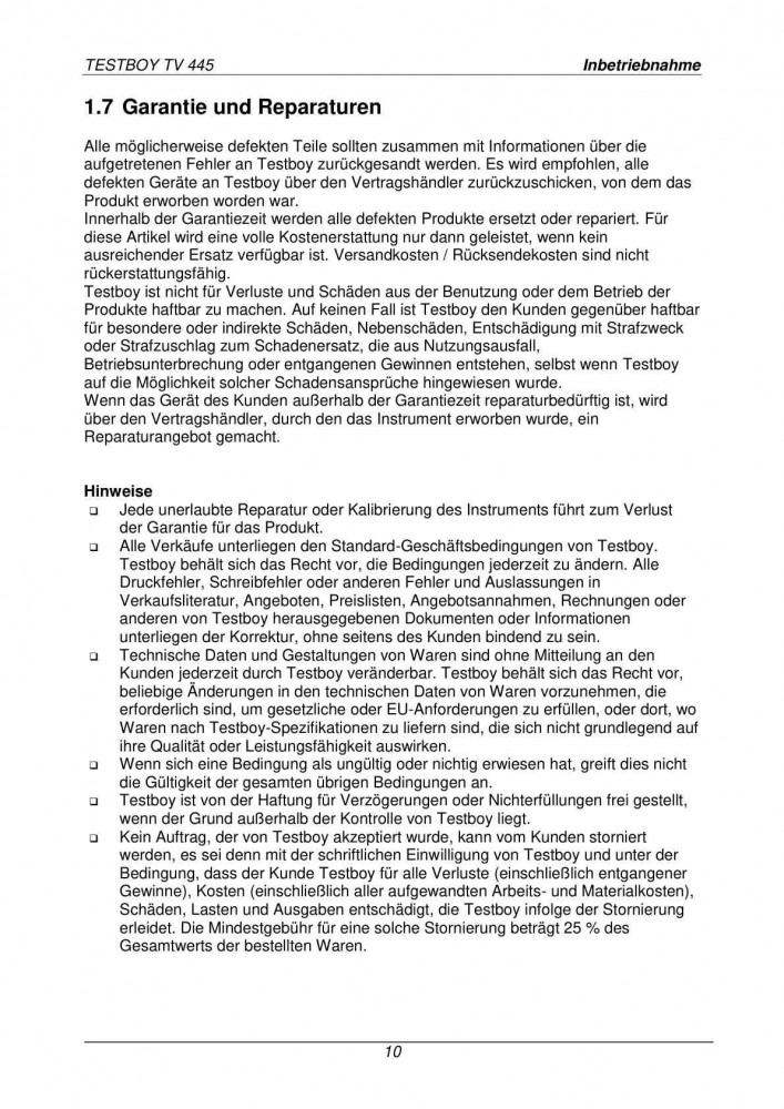 TESTBOY TV 445 manual preview, page 10