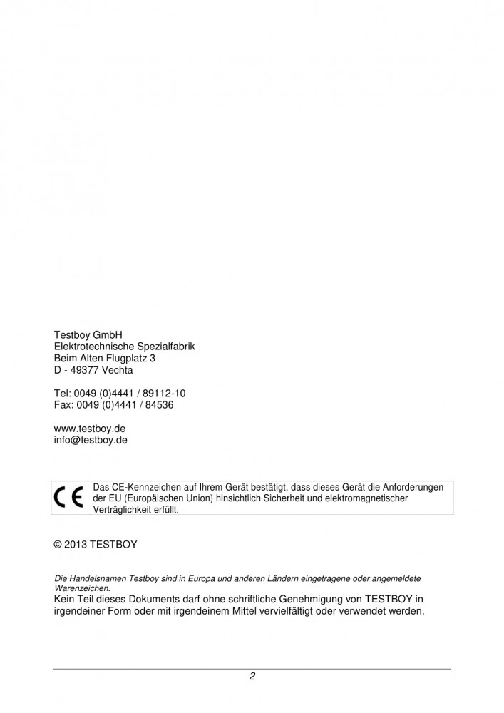 TESTBOY TV 445 manual preview, page 2
