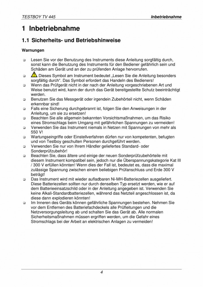 TESTBOY TV 445 manual preview, page 4