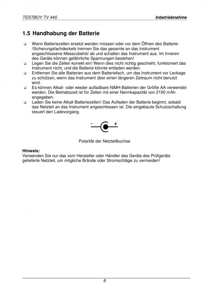 TESTBOY TV 445 manual preview, page 8