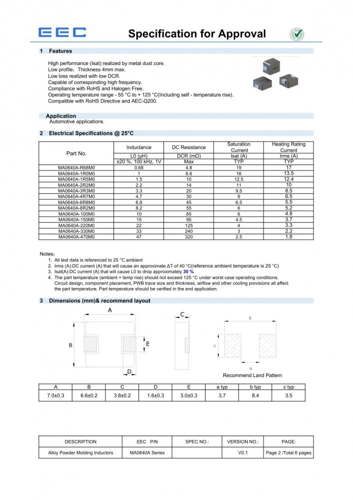 EEC MA0640A specification page 3
