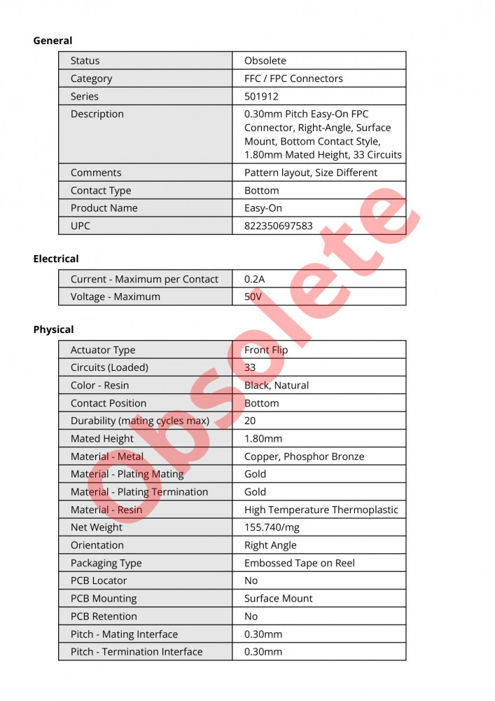 MOLEX 5019123390 product document image, page 2