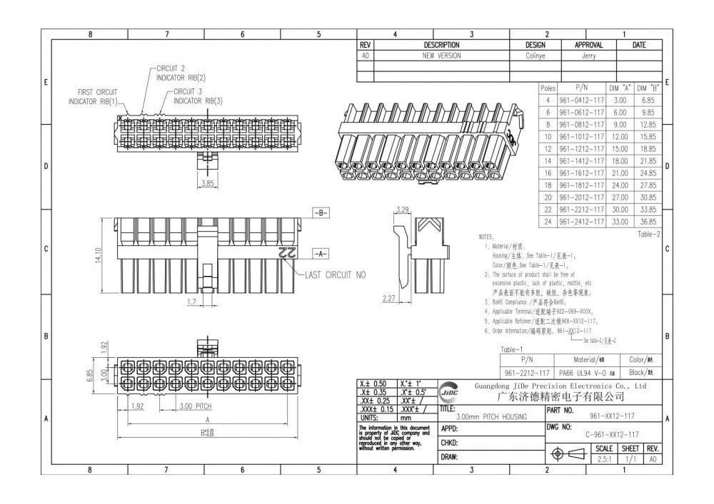 JIDC 961-1412-117 technical drawing reference
