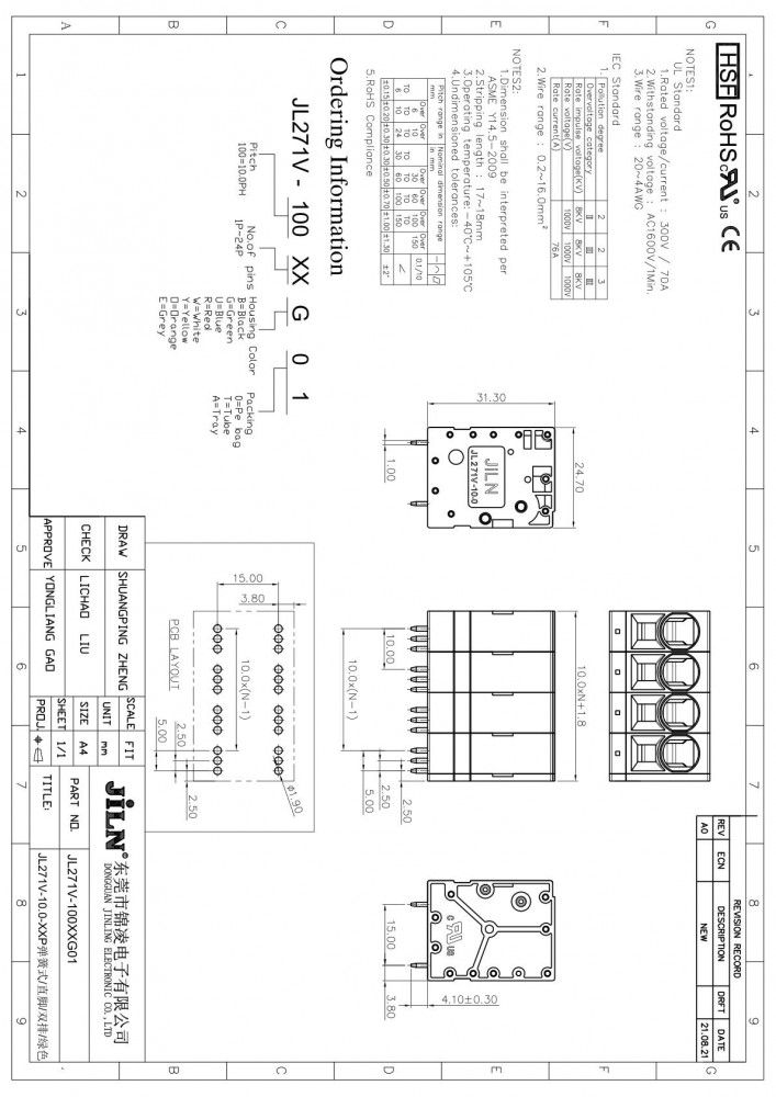 JILN JL271V-100XXG01 technical drawing