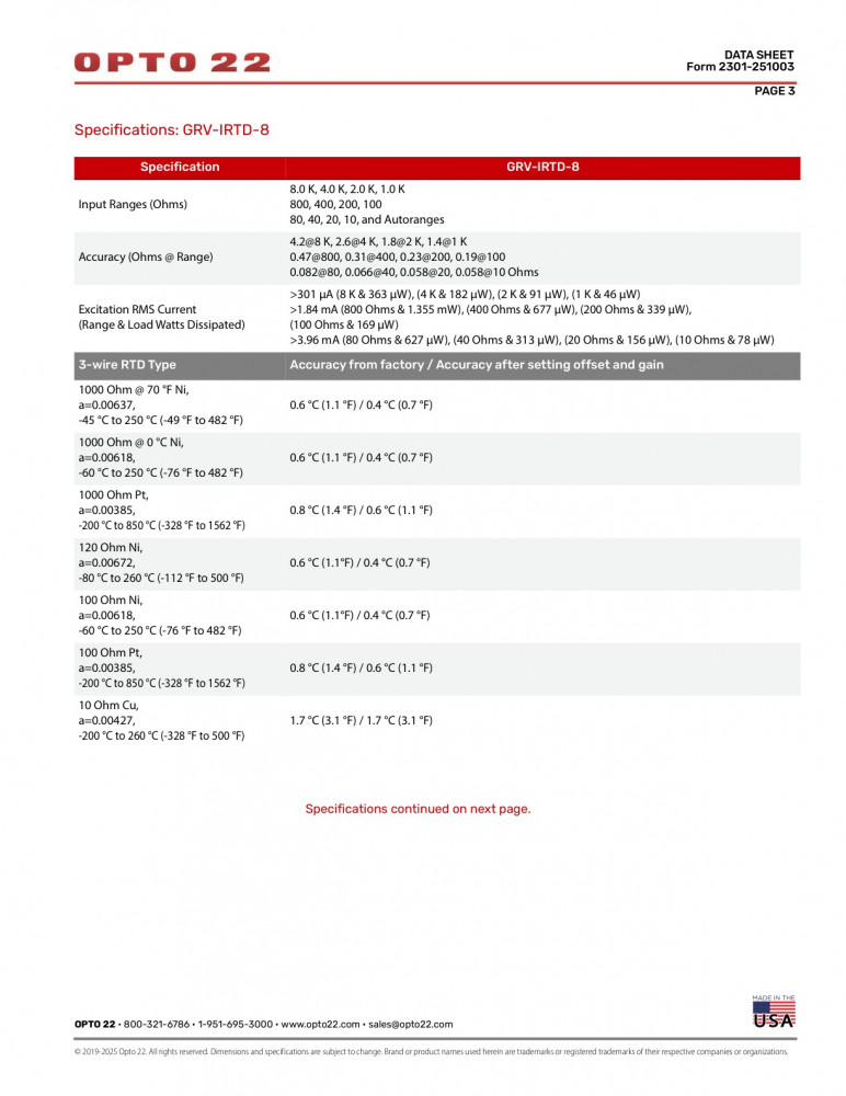GRV-IRTD-8 product document, page 3