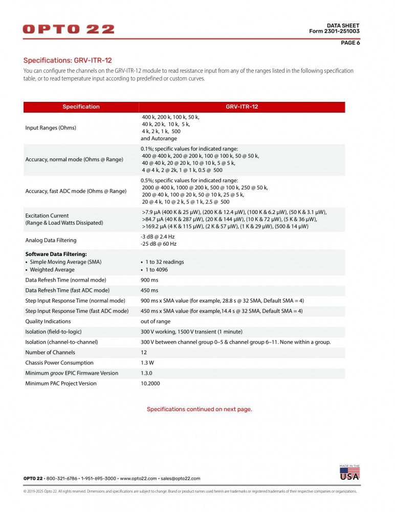 GRV-IRTD-8 product document, page 6