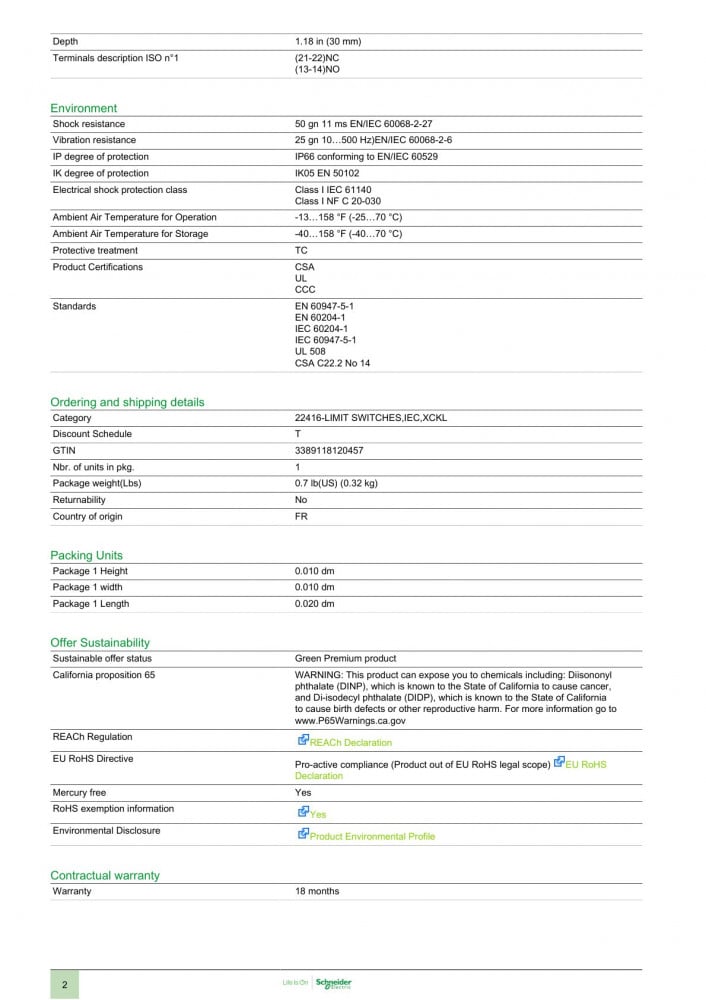 XCKM106H7 technical document page 2