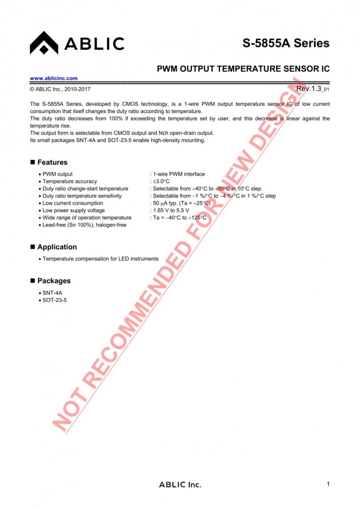 S-5855A datasheet page 1