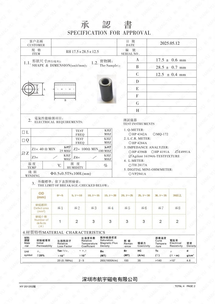 RH17.5×28.5×12.5 approval document page 2