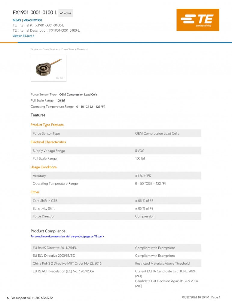 FX1901 technical document page 1