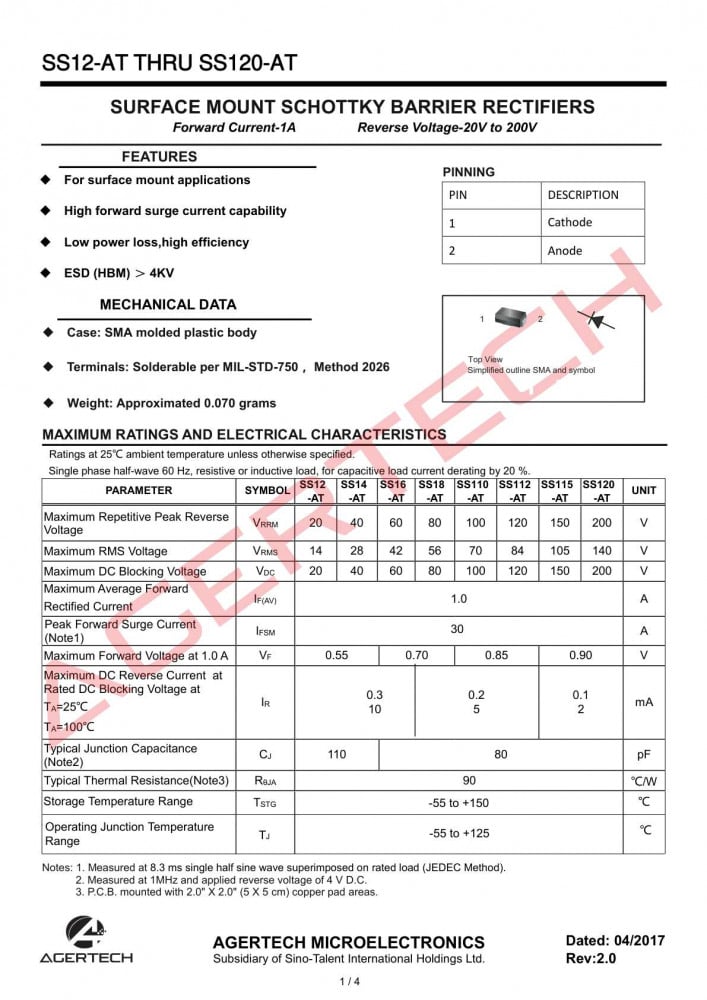 SS110-AT datasheet page 1
