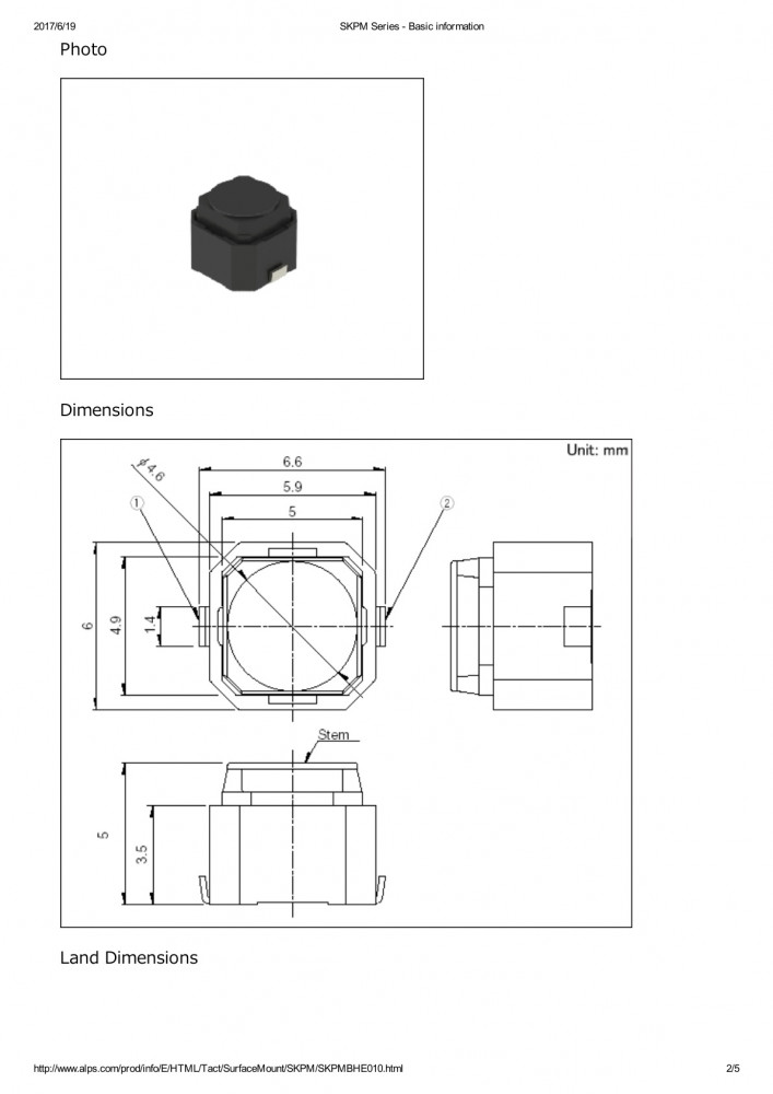 SKPMBHE010 land dimensions