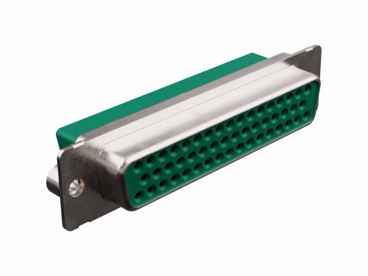 FCT Standard-Density D-Sub Crimp Housing, Female, Shell without Dimples, 4.10mm M3 Clinch Nut, 50 Circuits, Green Front and Rear Insulator, Crimp Contacts Included for sale