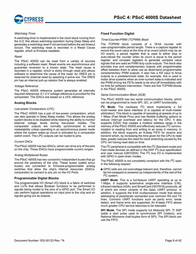 CY8C4025LQI-S412T datasheet page 10