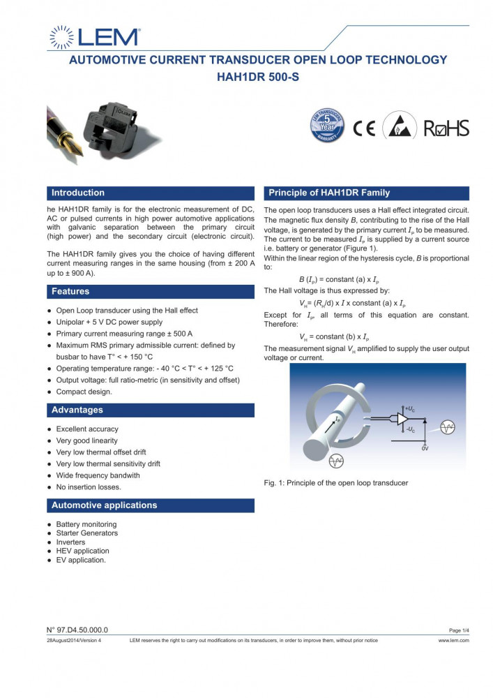 HAH1DR500-S datasheet page 1