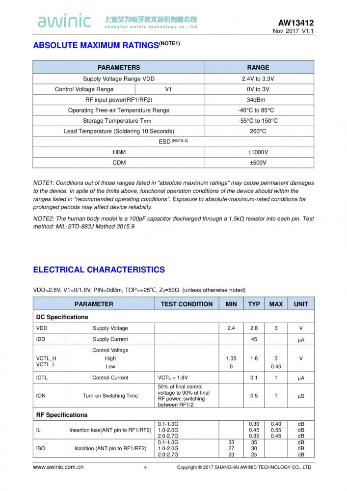 AW13412DNR datasheet page 4