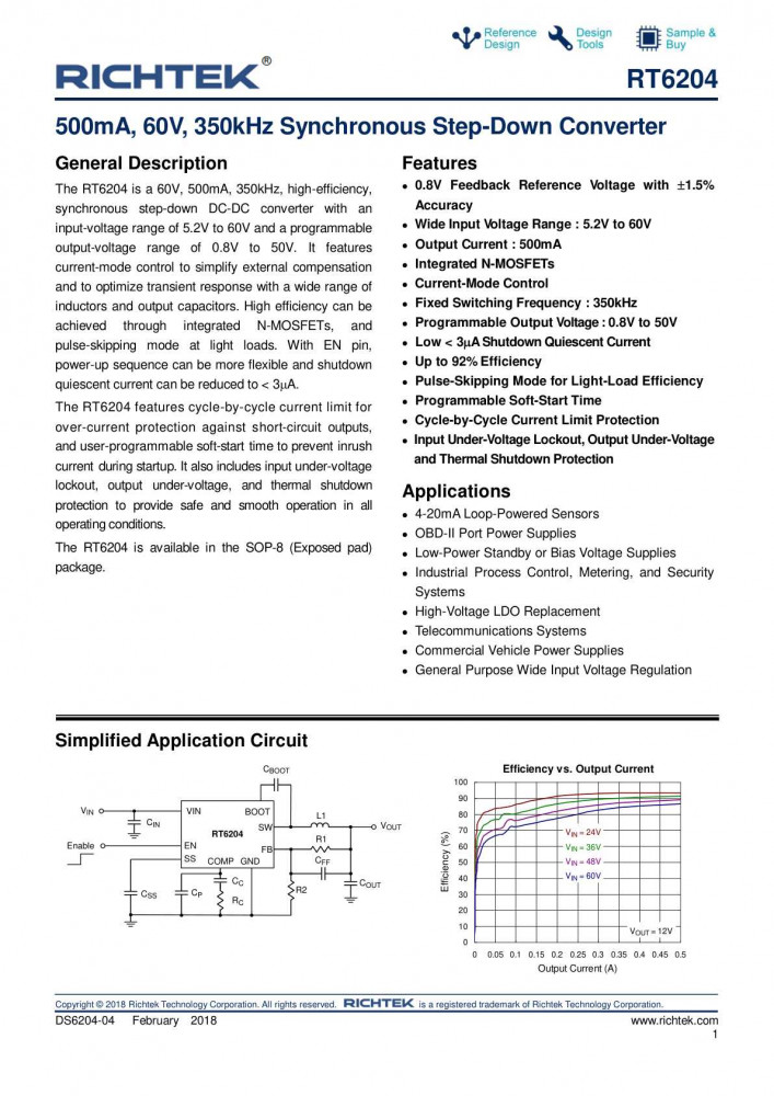 RT6204 datasheet page 1