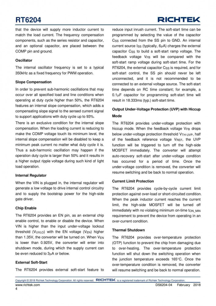 RT6204 datasheet page 4