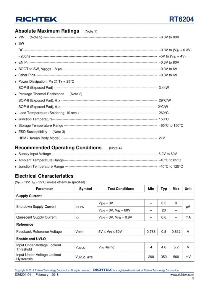 RT6204 datasheet page 5