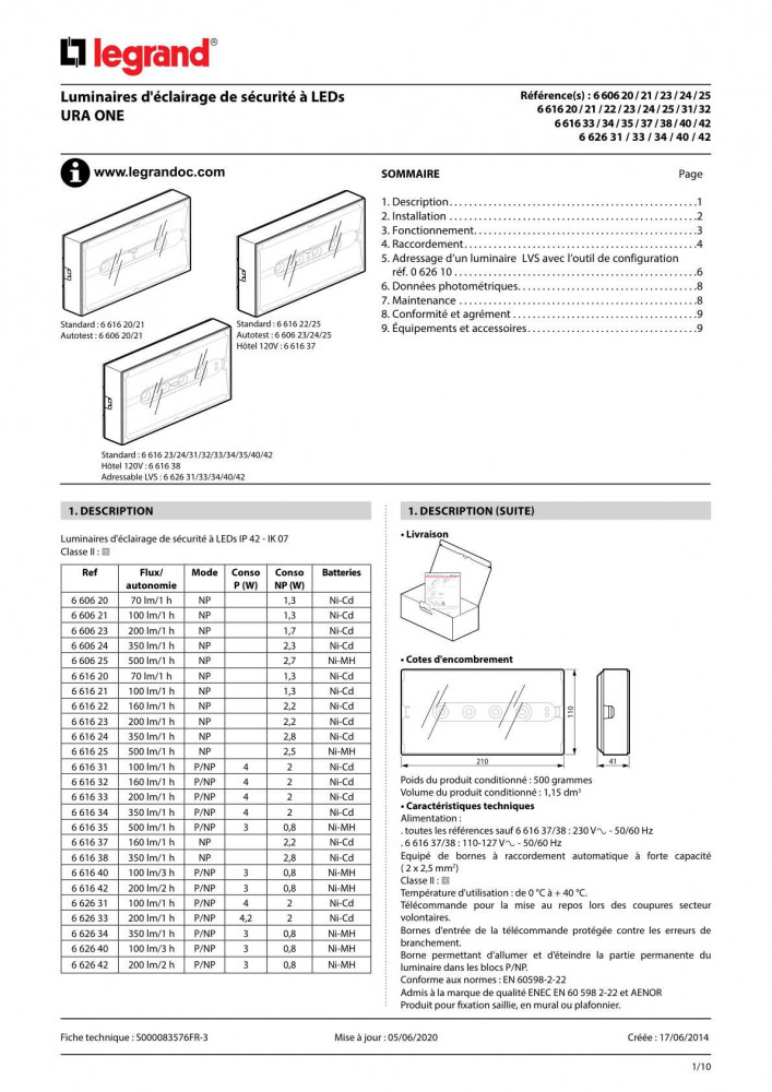 URA ONE technical document page 1