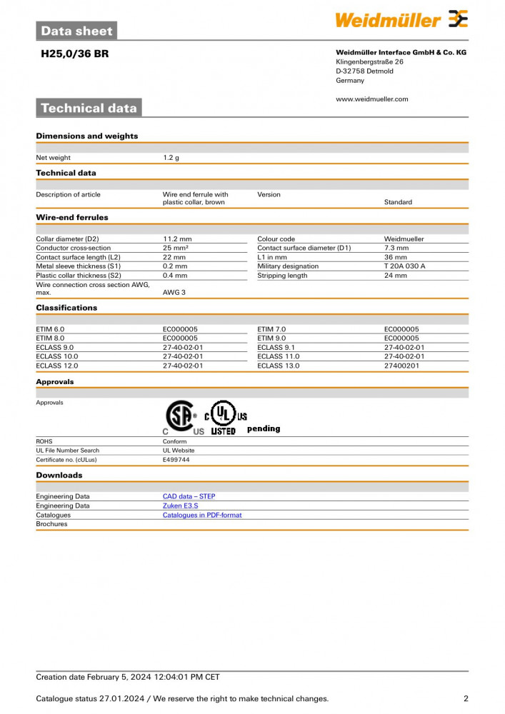 WEIDMULLER 0317100000 technical document page 2