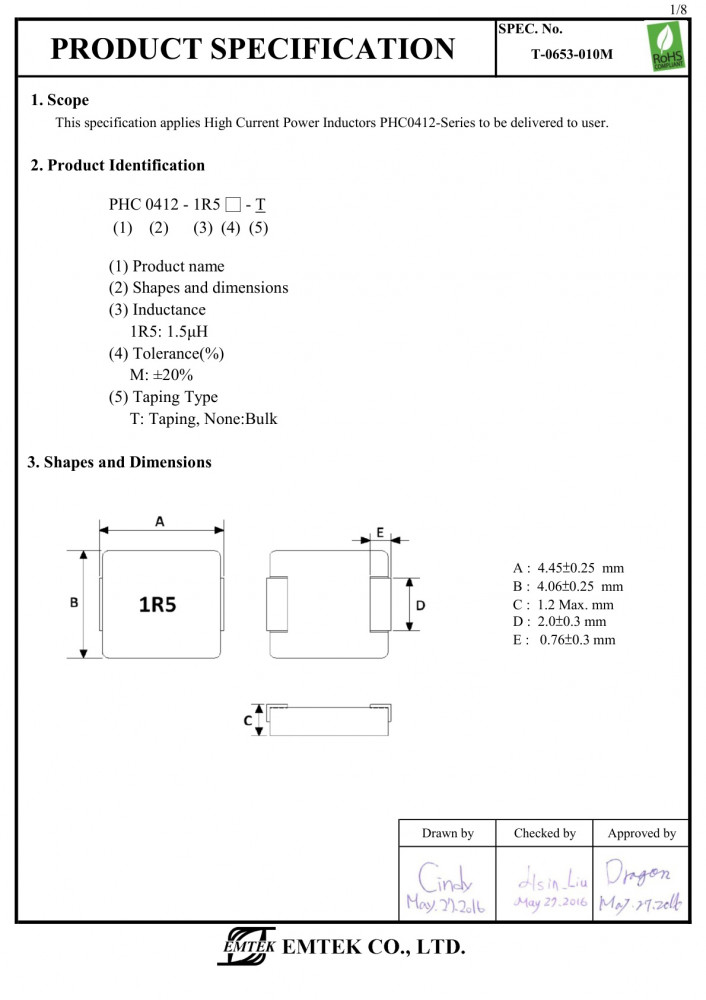 PHC0412 specification page 2