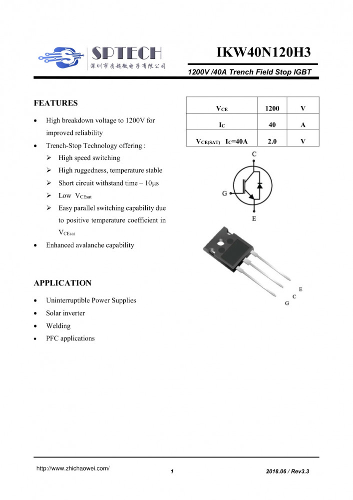 IKW40N120H3 datasheet page 1