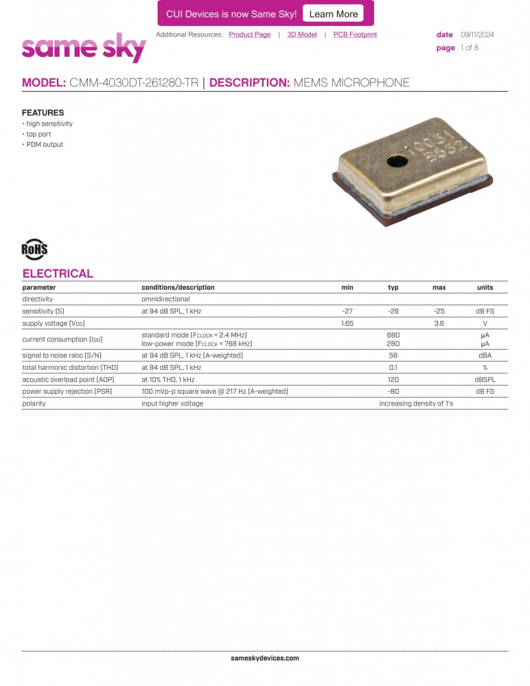 CMM-4030DT-261280-TR datasheet page 1