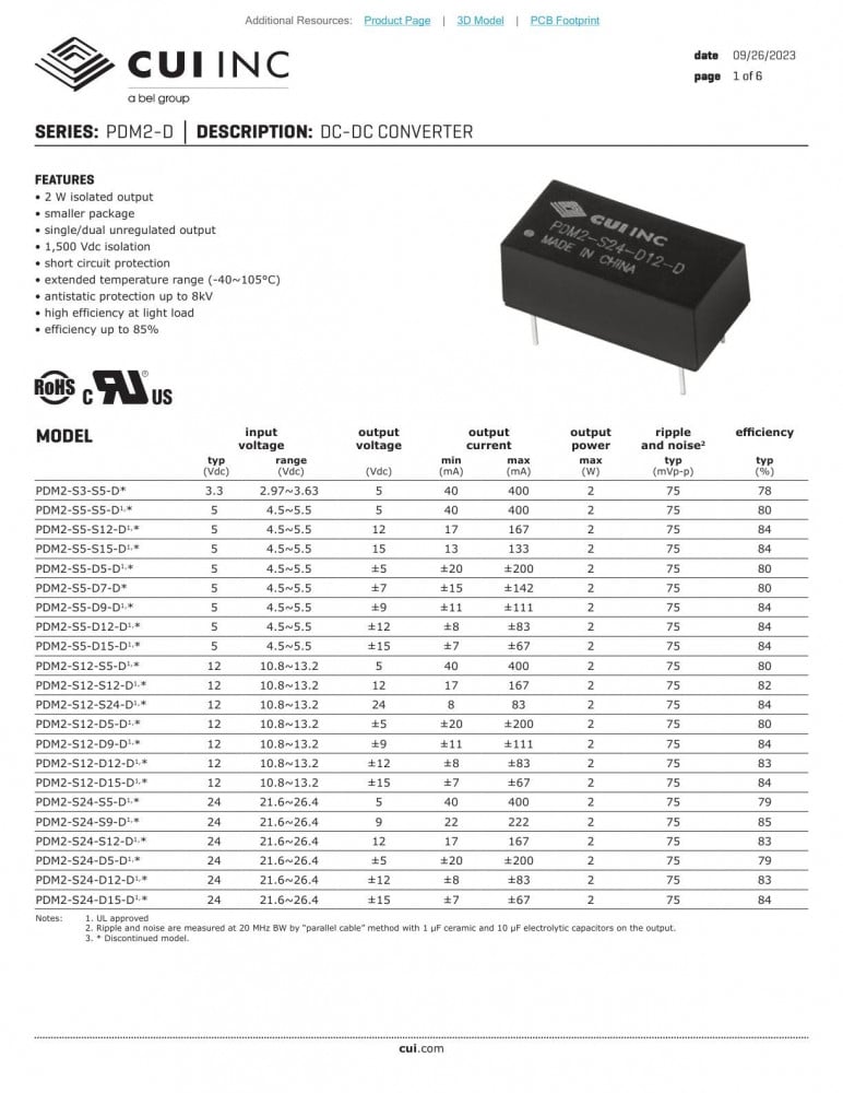 PDM2-D datasheet page 1