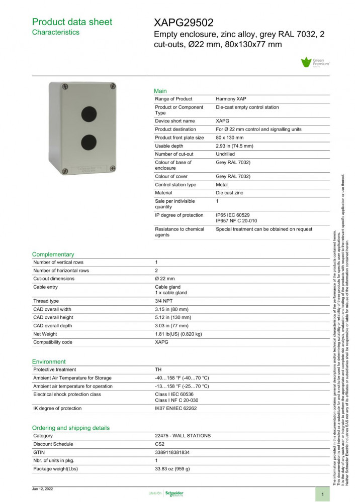 XAPG29502 technical document page 1