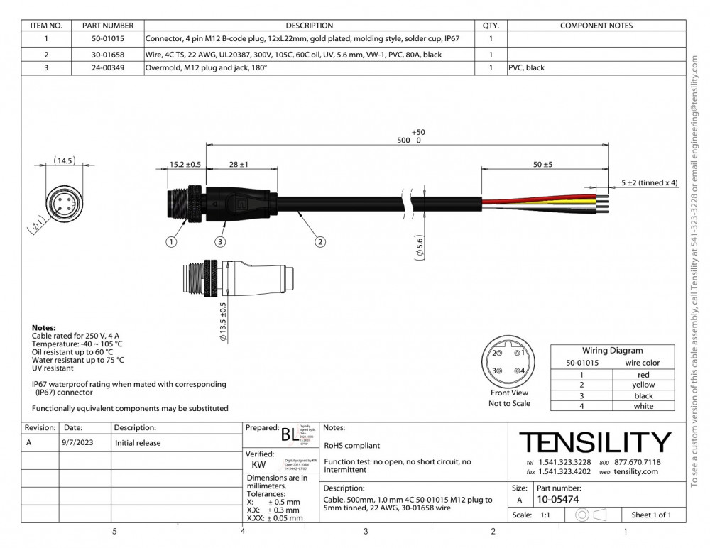 Tensility International 10-05474 product drawing