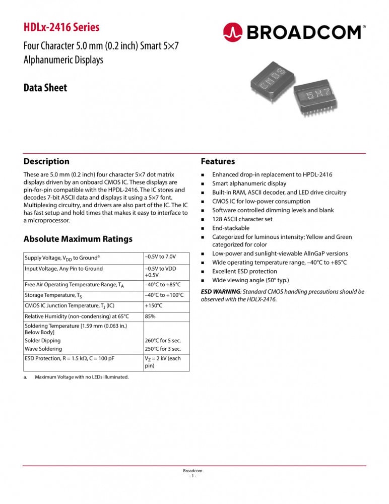 HDLG-2416 datasheet page 1