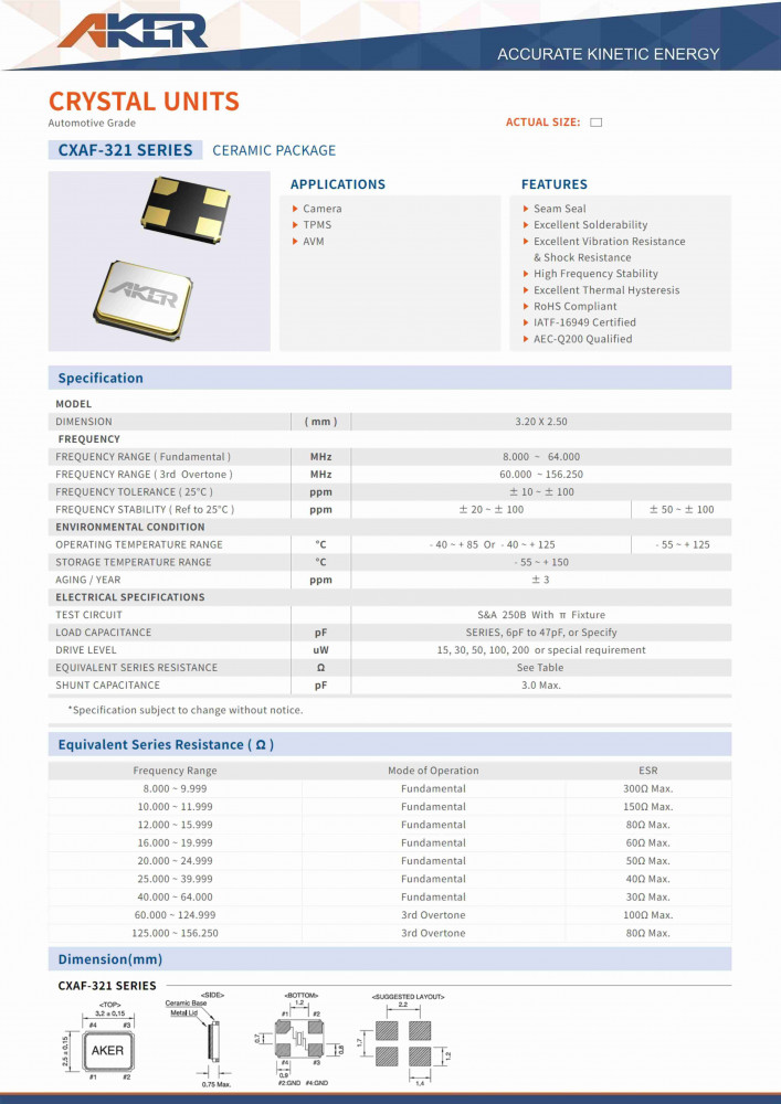 AKER CXAF-321 Series datasheet page