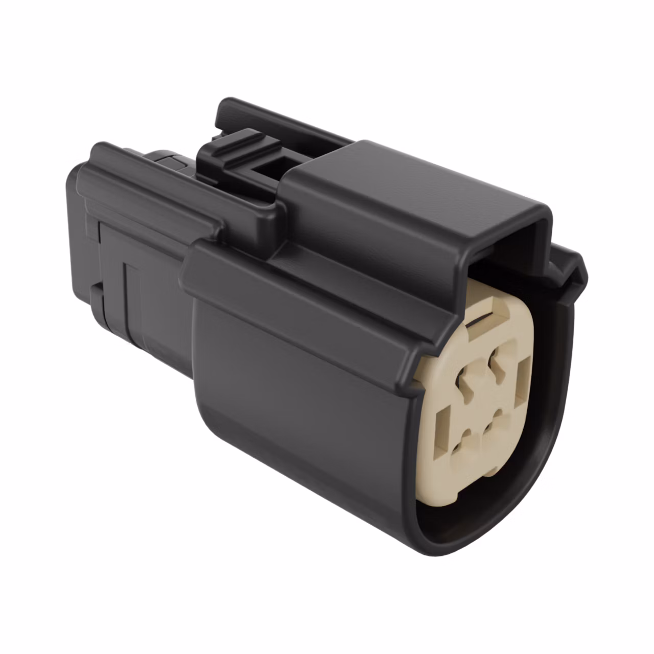 MX150 Mat-Sealed Female Connector Assembly, Dual Row, 4 Circuits, Keying Option A, without Connector Position Assurance, with Open Lengthened Grommet Cap, Black for sale