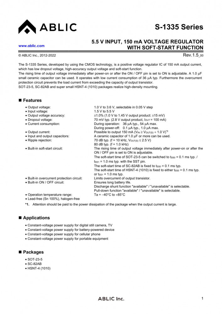S-1335 datasheet page 1