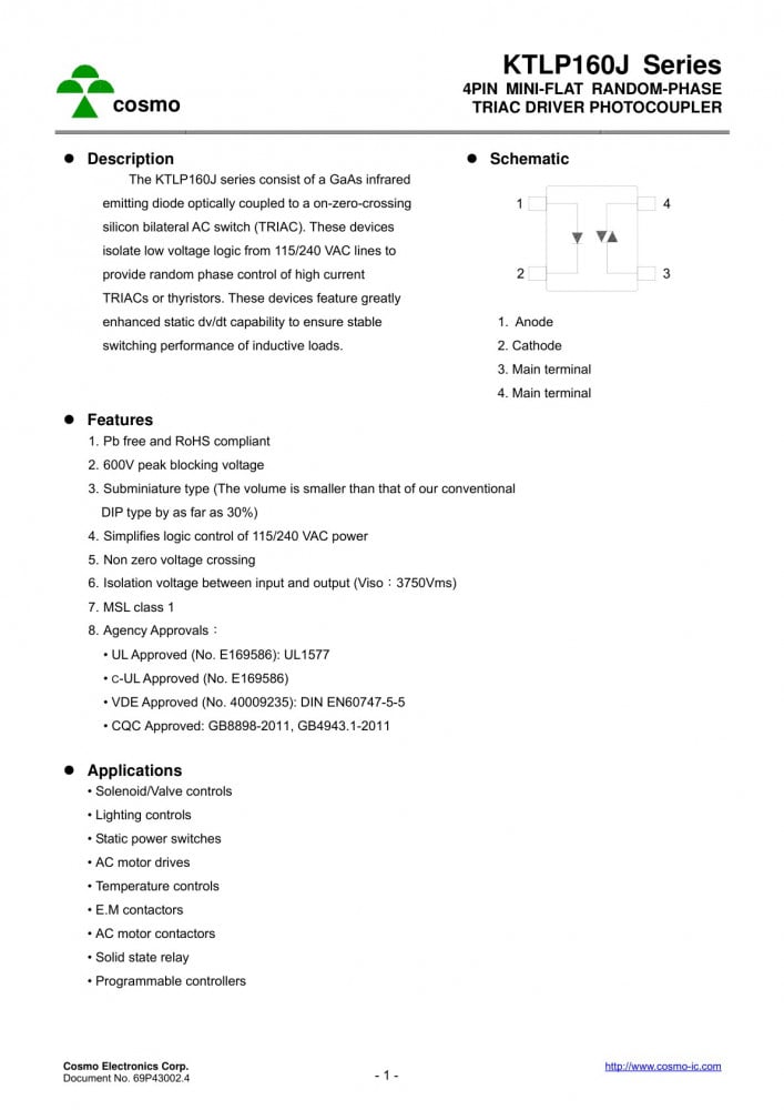 KTLP160J3 TLD datasheet page 1