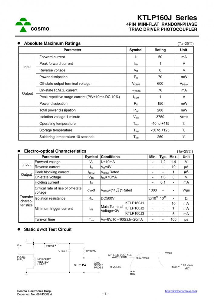 KTLP160J3 TLD datasheet page 3