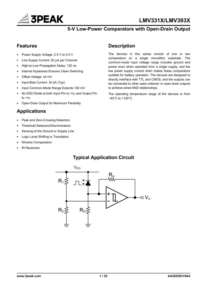 LMV393X-SO1R datasheet page 1