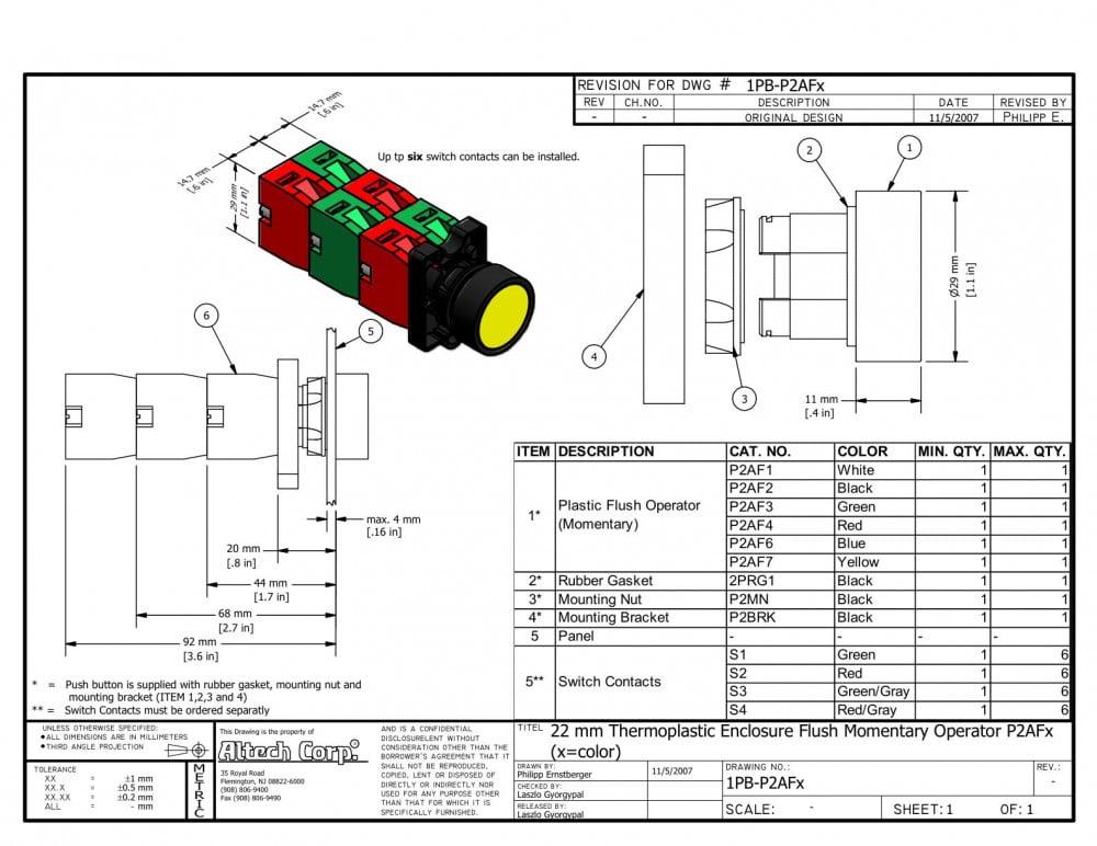 Altech P2MN technical drawing preview