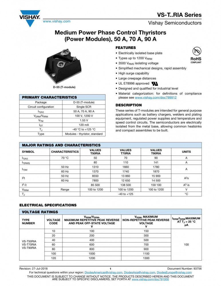 VS-T90RIA120 datasheet page 1