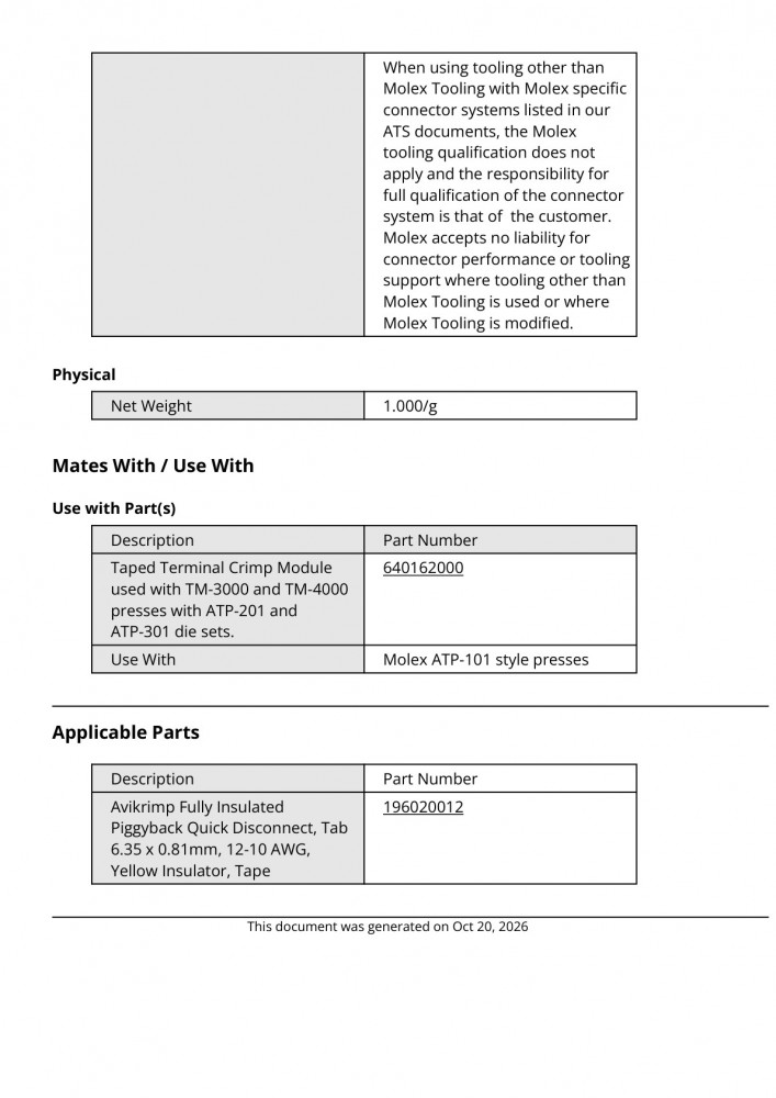 Product document image 3 for MOLEX 198002070