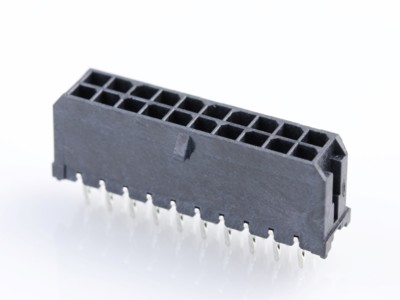 Mini-Fit Jr. First Mate / Last Break Header, 4.20mm Pitch, Dual Row, Vertical, 12 Circuits, Circuit 10 Voided, Polyester, UL94V-0, Gold (Au) Plating, Black