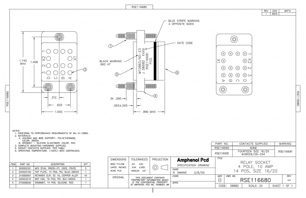 Amphenol RSE116680 specification drawing