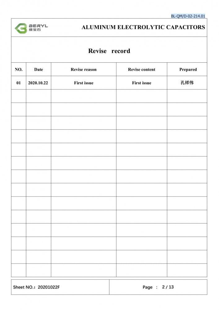BERYL RJ capacitor datasheet page 2