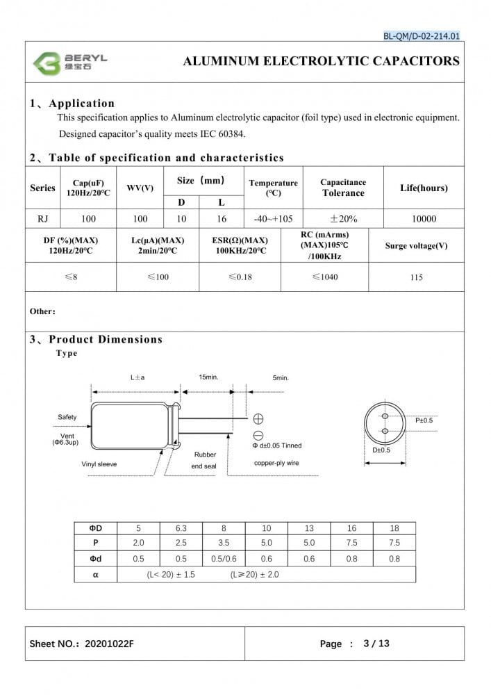 BERYL RJ capacitor datasheet page 3