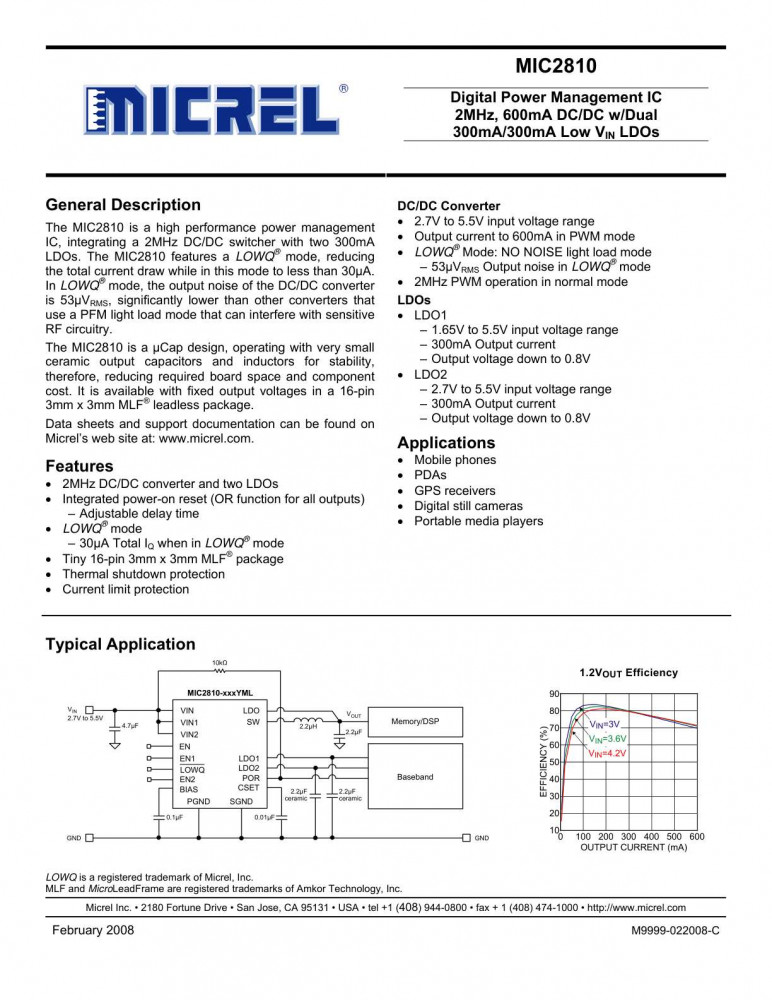 MIC2810 datasheet page 1