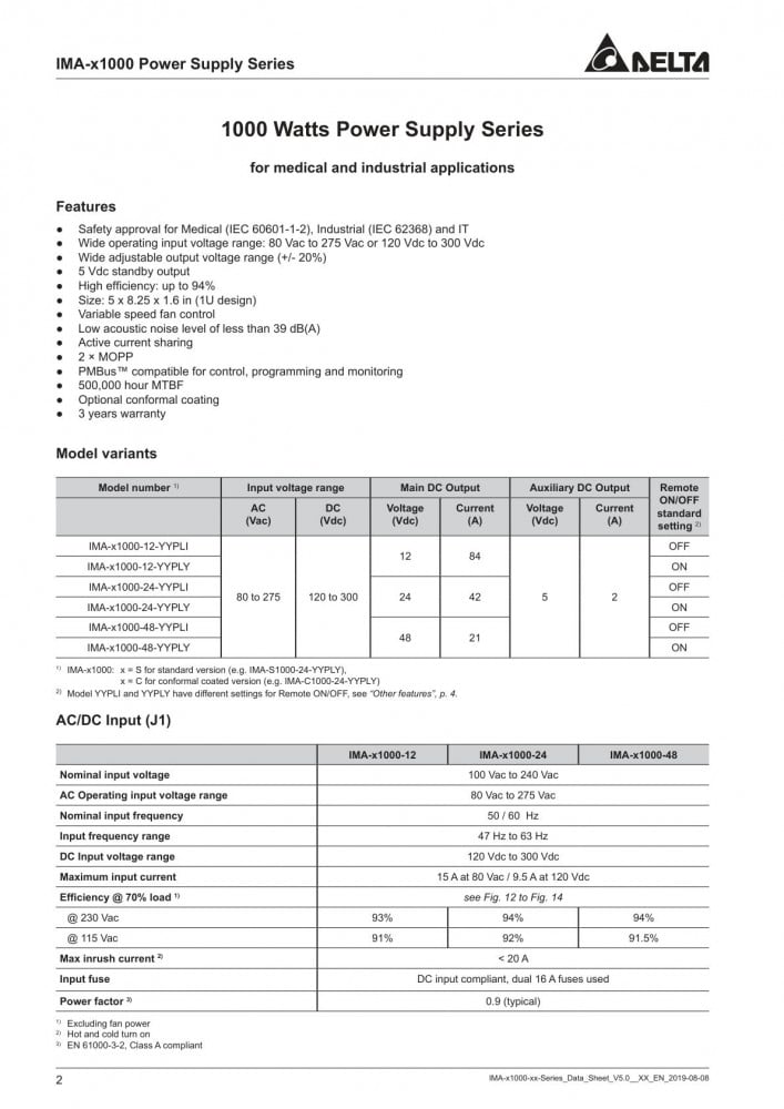 DELTA IMA datasheet page 2