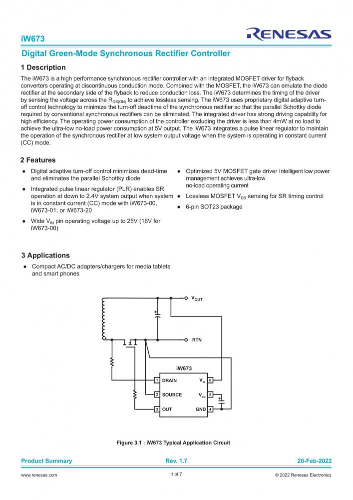 IW673-20 datasheet page 1