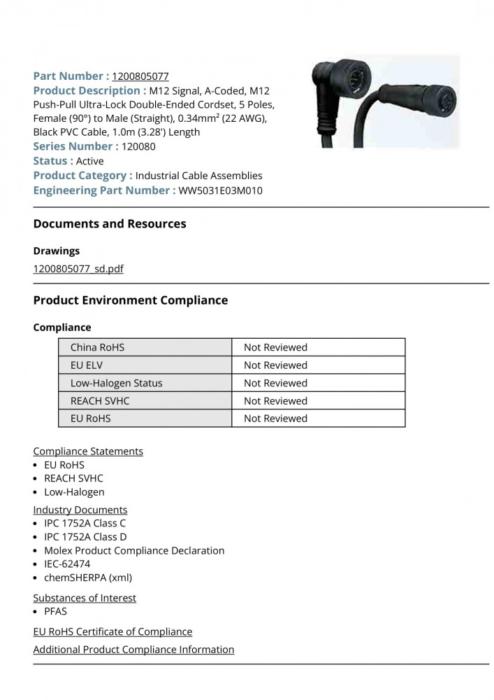 MOLEX technical document image, page 1